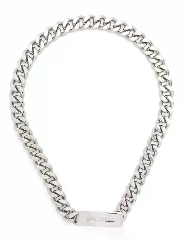 Dsquared2 Logo Plaque Chain Necklace - Silver