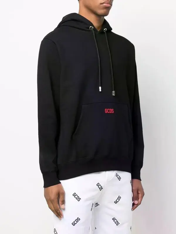 Gcds Logo Drawstring Hoodie - Black