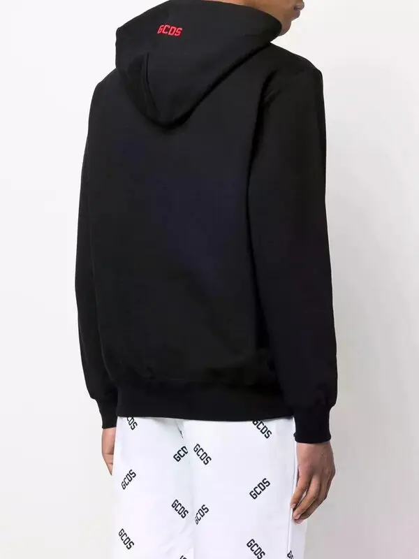 Gcds Logo Drawstring Hoodie - Black
