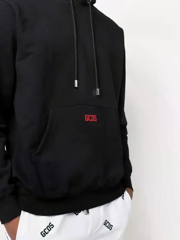 Gcds Logo Drawstring Hoodie - Black