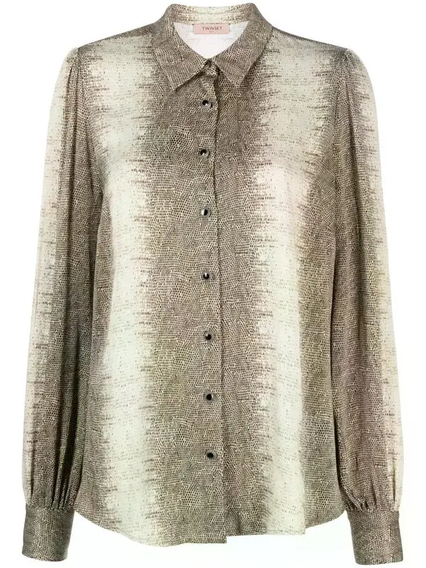 TWINSET Lizard-effect Button-up Shirt - Neutrals
