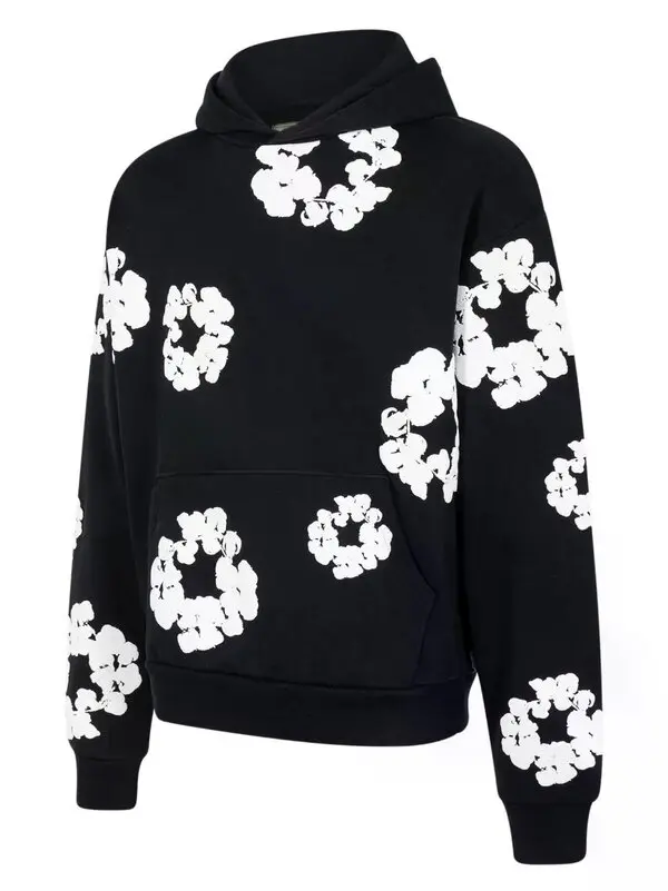 DENIM TEARS Cotton Wreath Print Hoodie - Black