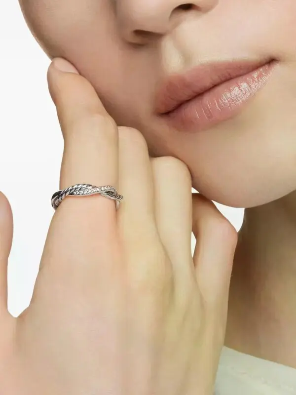 David Yurman Sterling Petite Infinity Diamond Band Ring