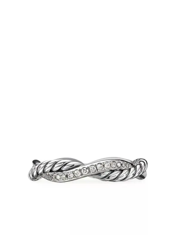 David Yurman Sterling Petite Infinity Diamond Band Ring