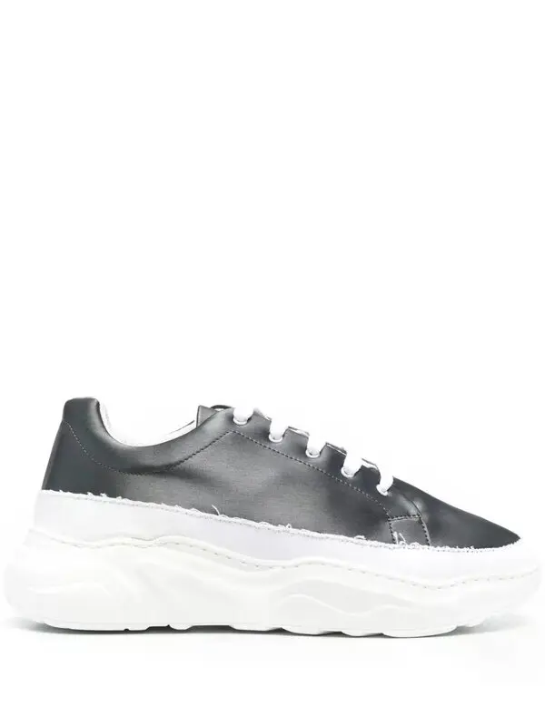 PHILEO Low Top Round Toe Lace Up Sneakers - Grey
