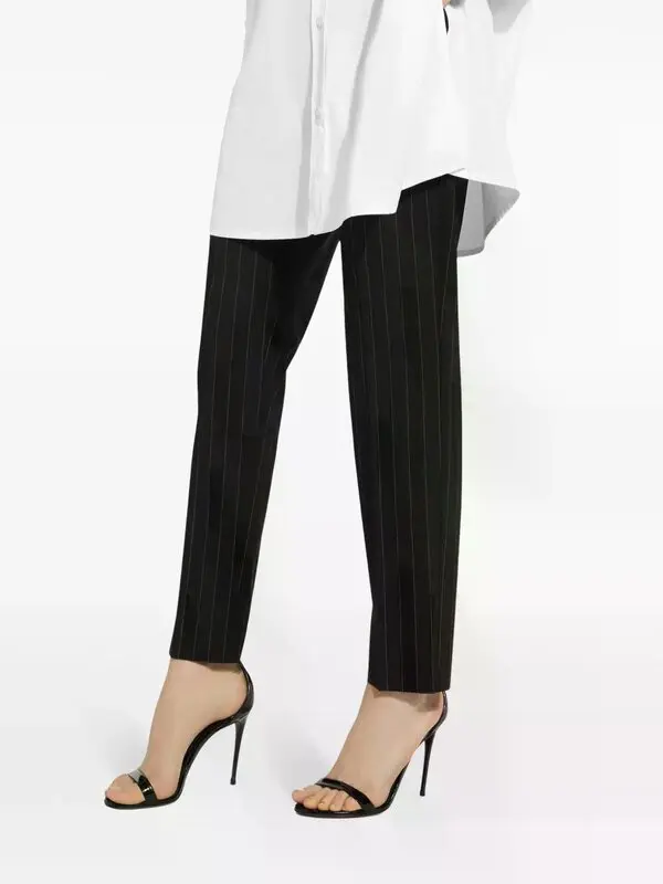 Dolce & Gabbana Wool Blend Pinstripe Trousers - Black