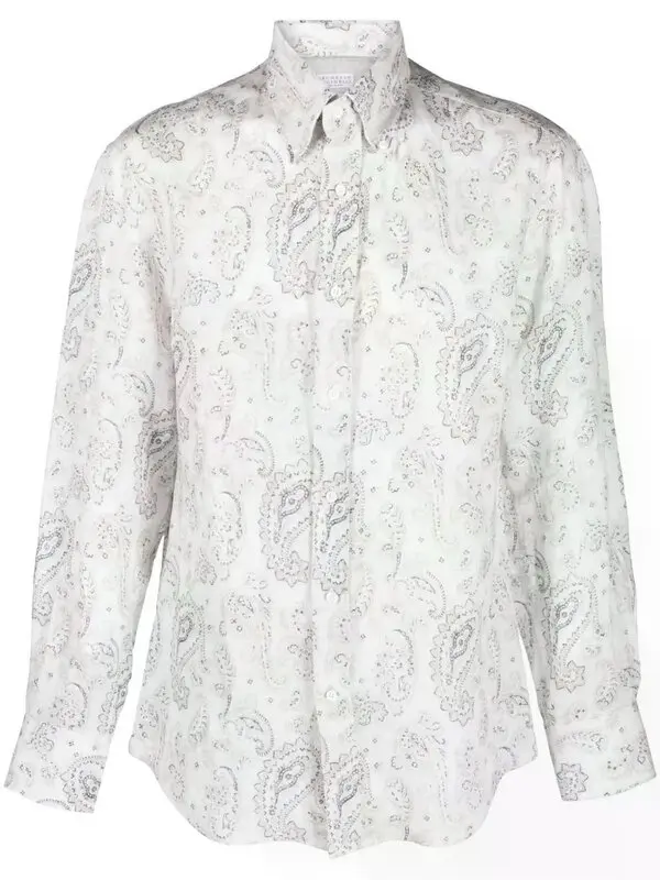 Brunello Cucinelli Paisley-print Linen Shirt