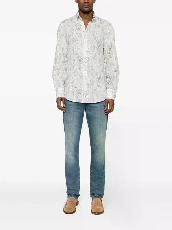 Brunello Cucinelli Paisley-print Linen Shirt