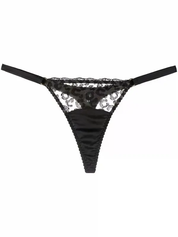 FLEUR OF ENGLAND Kittie Lace-panelled Thong - Black