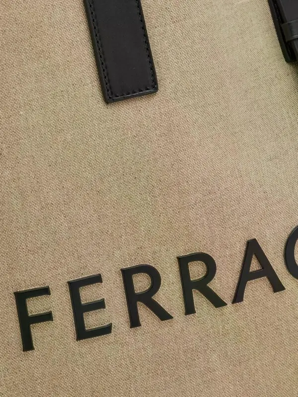 FERRAGAMO Logo-embossed Leather Trim Tote