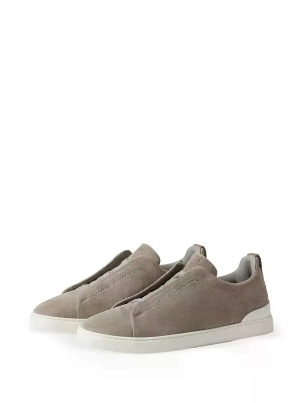 Zegna Triple Stitch Suede Slip-on Sneakers - Grey