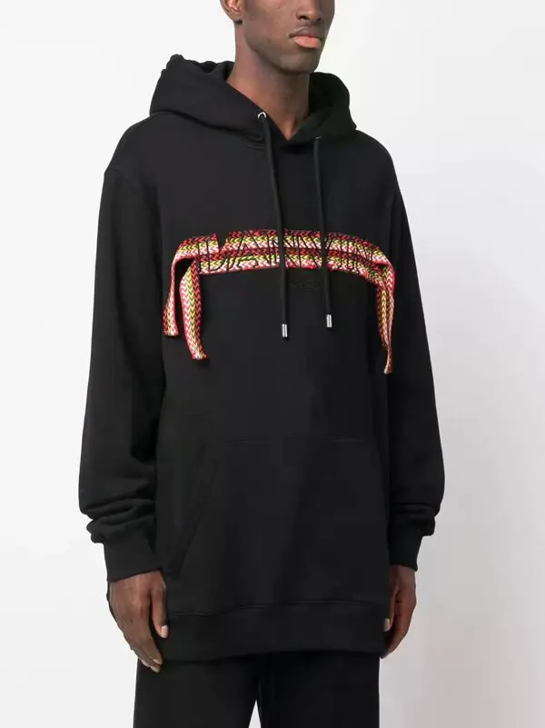 LANVIN Oversized Logo-appliqué Hoodie - Black