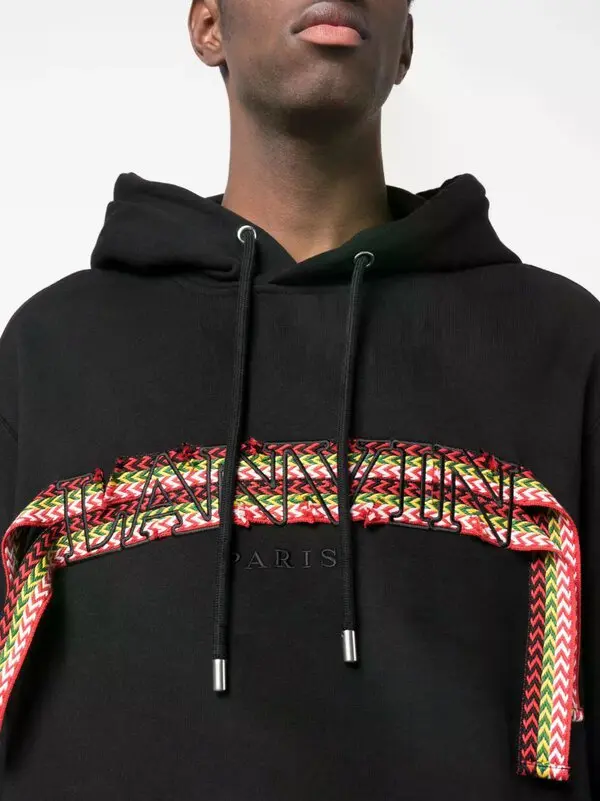 LANVIN Oversized Logo-appliqué Hoodie - Black
