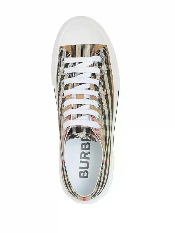 Burberry Check Cotton Sneakers - Neutrals
