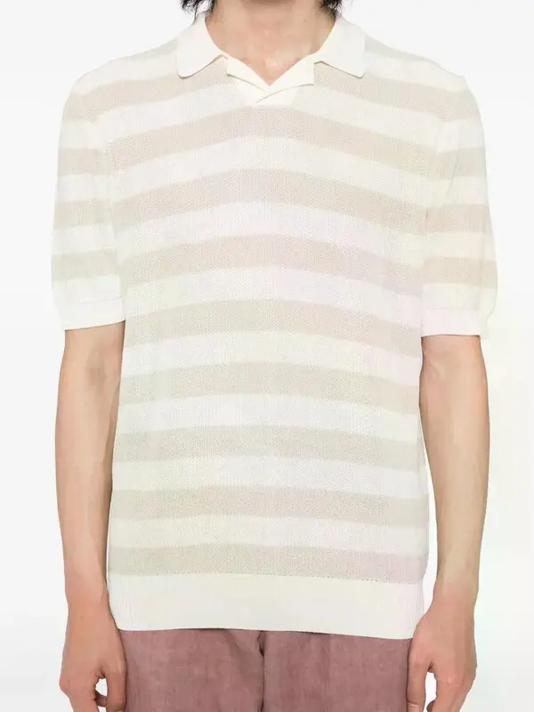 Eleventy Striped Polo Shirt - Neutrals