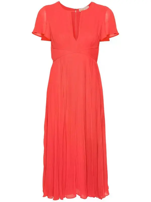 Michael Kors Pleated Midi Dress - Red