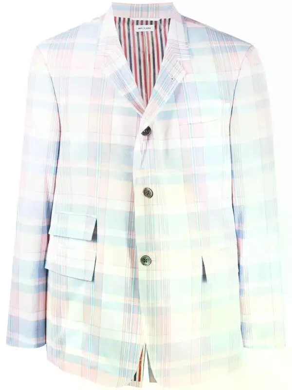 Thom Browne Plaid-check Pattern Cotton Blazer - Pink