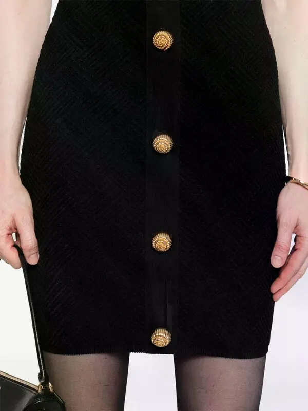 Balmain Halterneck Mini Dress With Gold-tone Buttons