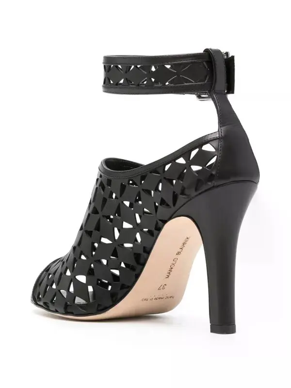 Manolo Blahnik Laser-cut Ankle Strap Pumps