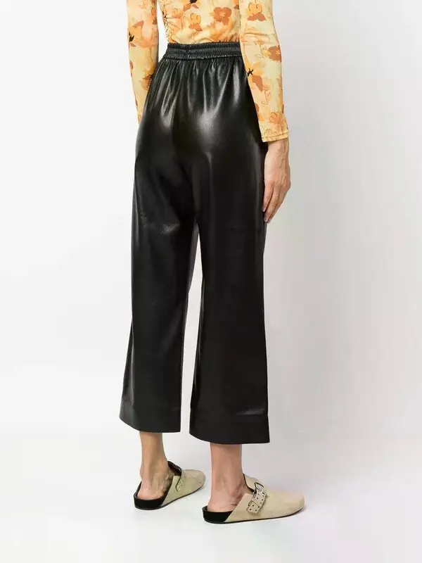 Nanushka Cropped Straight-leg Trousers In Calf Leather
