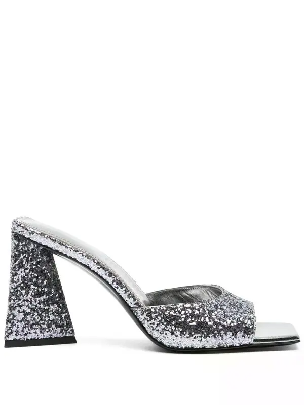 Attico 85mm Mini Devon Glitter Sandals - Silver