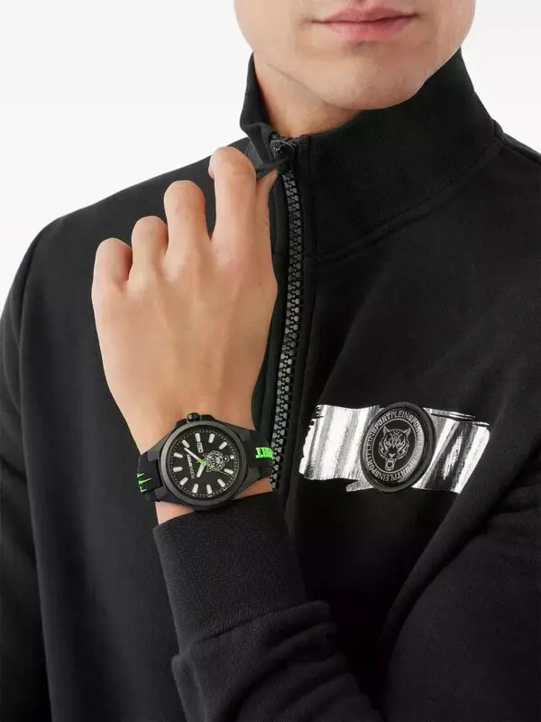 PLEIN SPORT 47mm Stainless Steel Watch With Rubber Strap