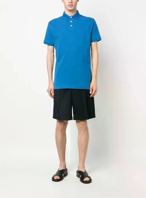HACKETT Logo-embroidered Piqué Cotton Polo Shirt - Blue
