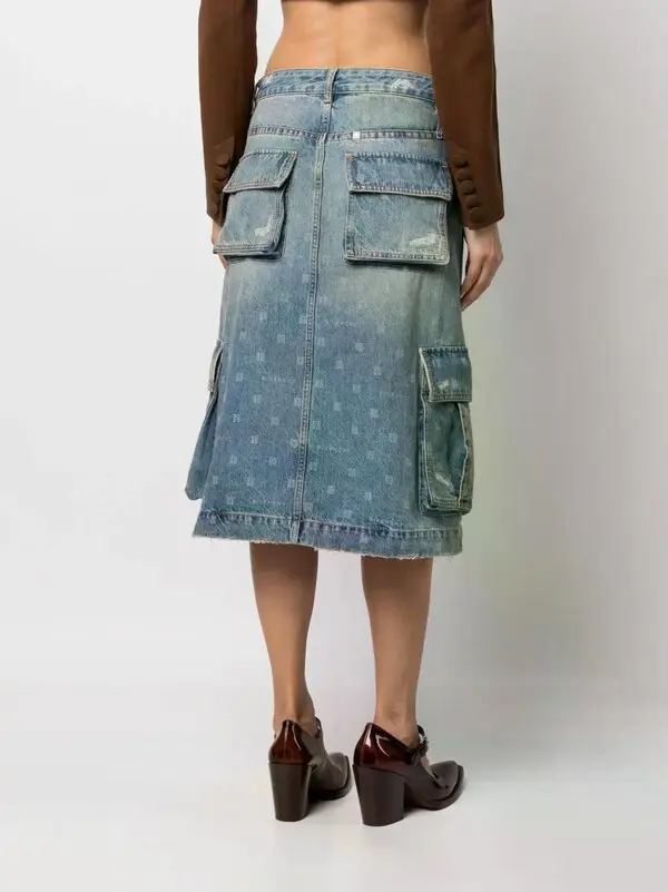 Givenchy Monogram-print Denim Cargo Skirt