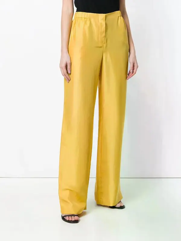 Alberta Ferretti High-waist Flared Silk Trousers