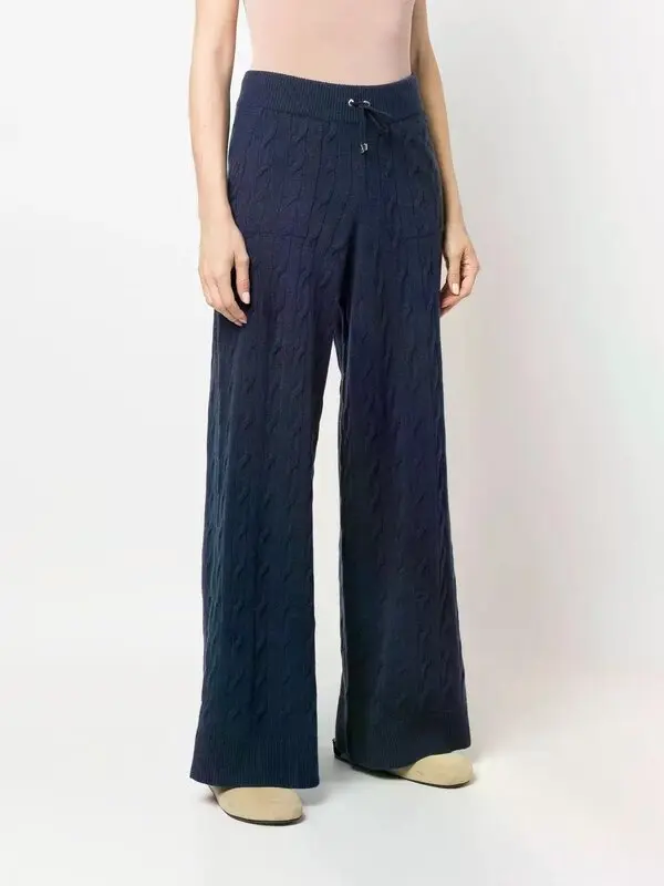 Ralph Lauren Recycled Cashmere Wide-leg Cable Knit Trousers