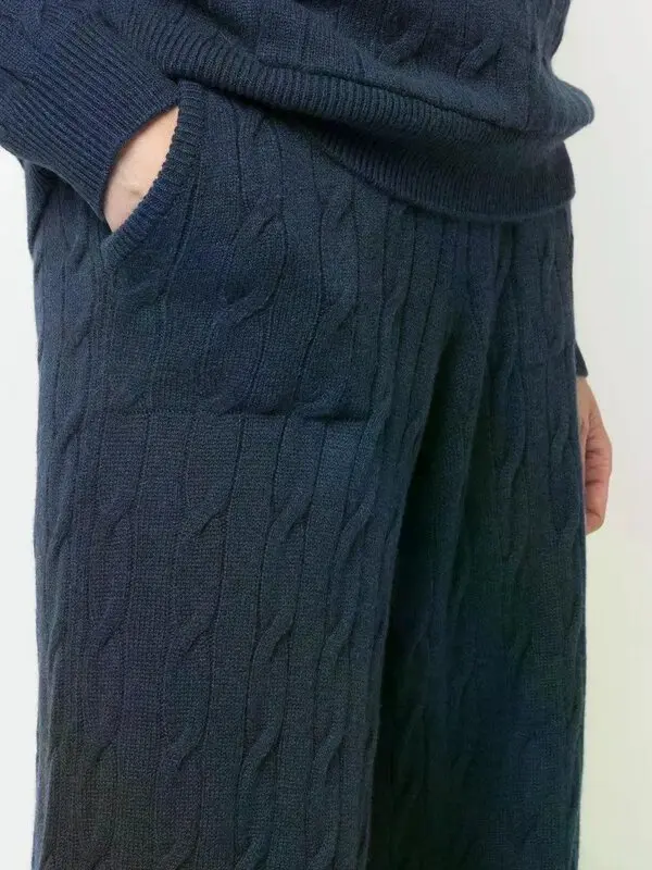 Ralph Lauren Recycled Cashmere Wide-leg Cable Knit Trousers