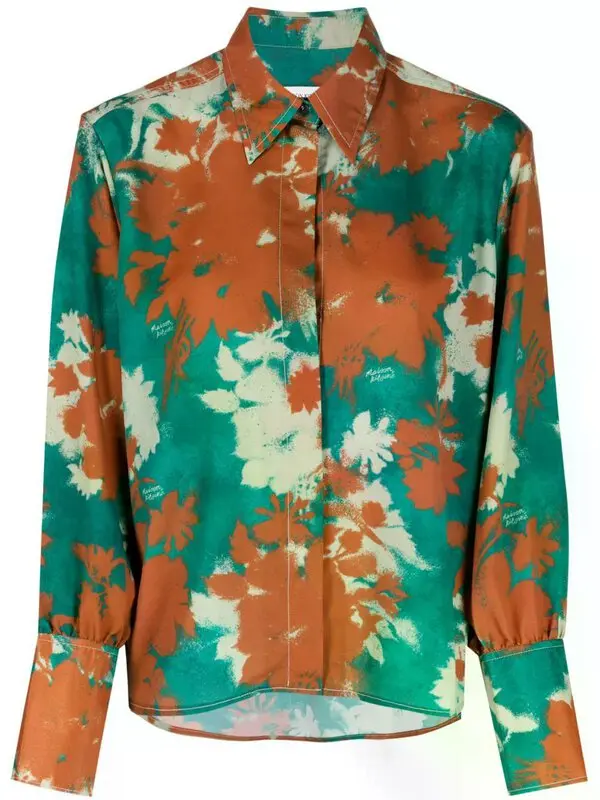 Maison Kitsuné Floral Print Spread Collar Shirt - Multicolour