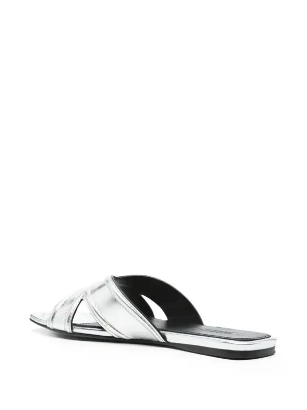 Zadig&Voltaire Azura Metallic Crinkled Leather Slides - Silver