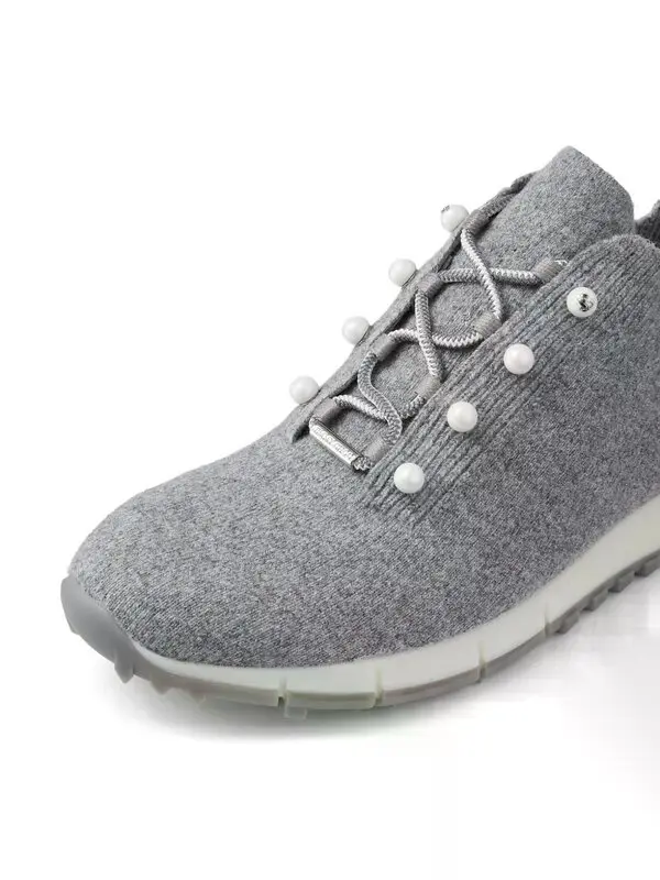 JIMMY CHOO Veles Sock Fit Trainers With Faux-pearl Detailing