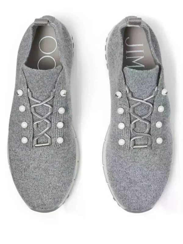 JIMMY CHOO Veles Sock Fit Trainers With Faux-pearl Detailing