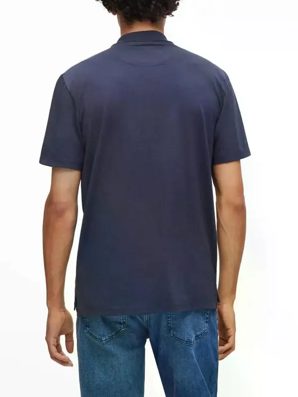 Hugo Zip-up Short-sleeve Piqué Polo Shirt - Blue