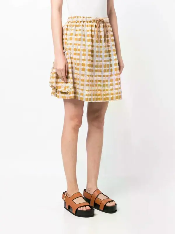 STORY MFG. Check Print Drawstring Skirt