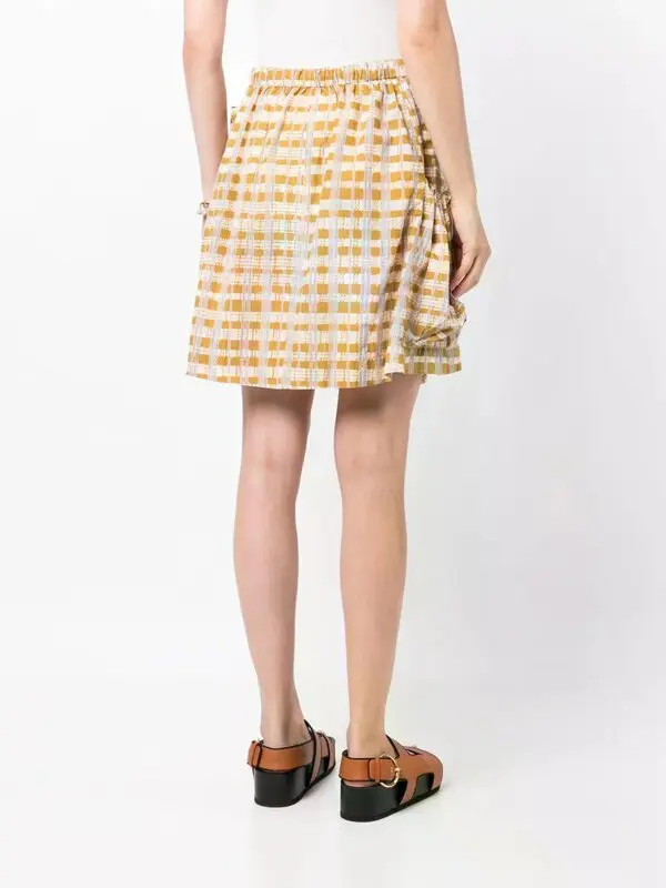 STORY MFG. Check Print Drawstring Skirt