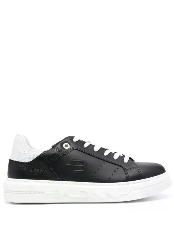 BALDININI Two-tone Low-top Sneakers With Perforated Detailing - Black