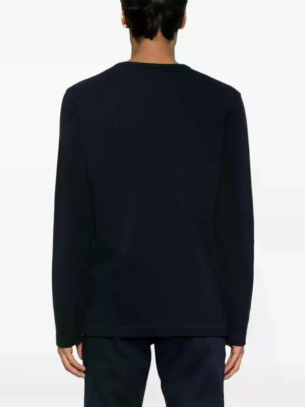 BOSS Logo Embroidered Crew Neck Sweater - Blue
