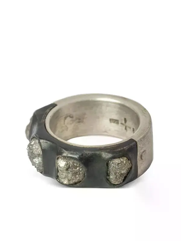 PARTS OF FOUR Sistema Diamond Ring In Oxidised Sterling Silver