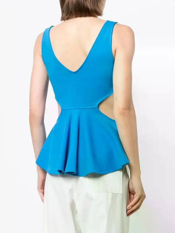 Goen.j Cut-out Ruffled Tank Top - Blue