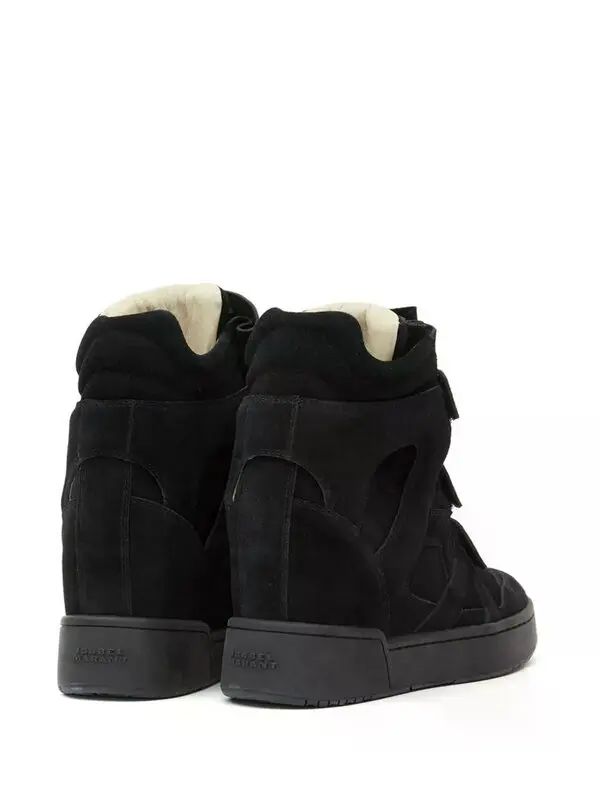 Isabel Marant Étoile High-top Wedge Suede Calfskin Leather Sneakers - Black