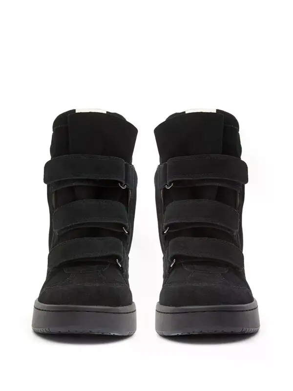 Isabel Marant Étoile High-top Wedge Suede Calfskin Leather Sneakers - Black