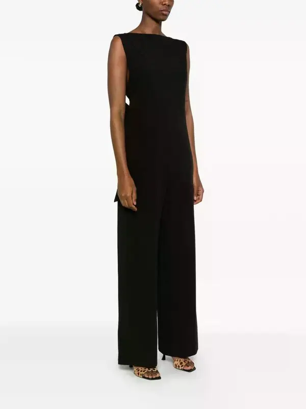 Herno Sleeveless Boat Neck Jumpsuit With Pussy Bow Detail