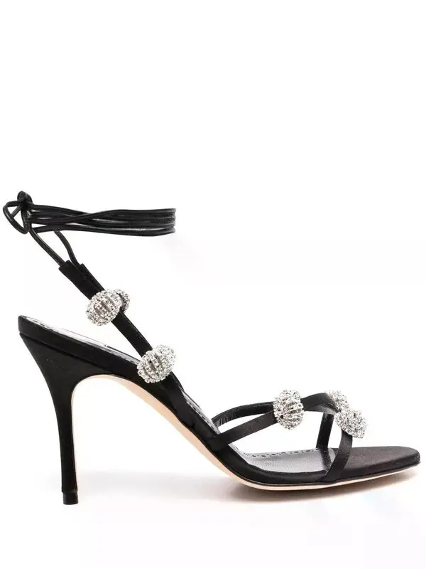 Manolo Blahnik Elsaka Embellished High Heel Sandals - Black