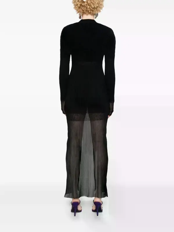 Attico V-neck Ribbed Midi Dress