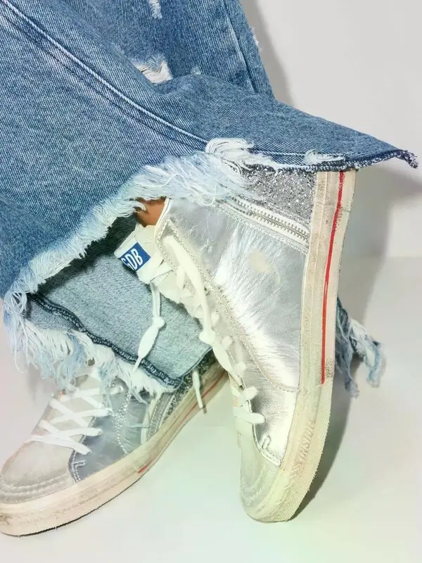 GOLDEN GOOSE Tone Leather Logo Patch Lace-up High Top Sneakers