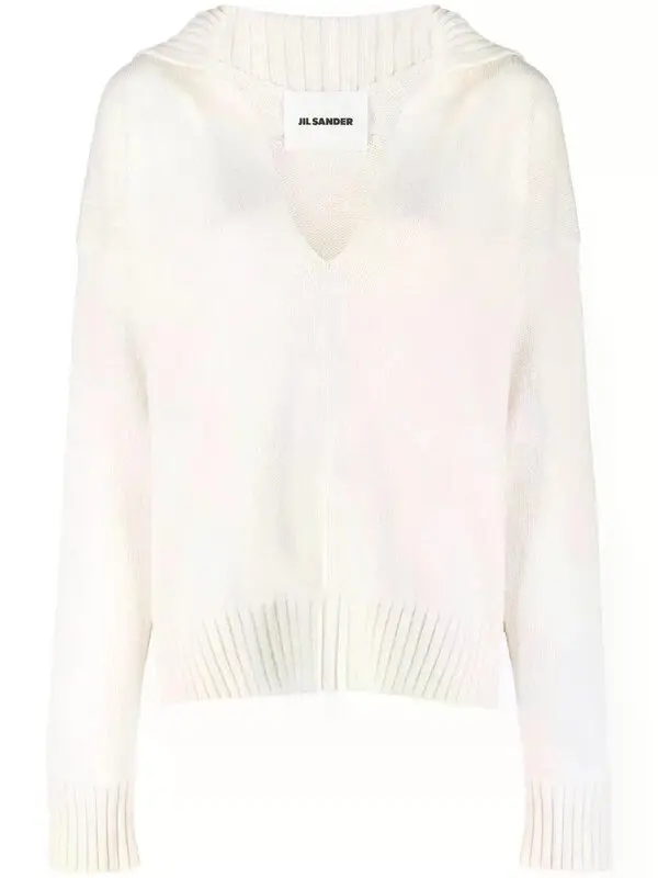 JIL SANDER Knitted Split-neck Jumper - Neutrals