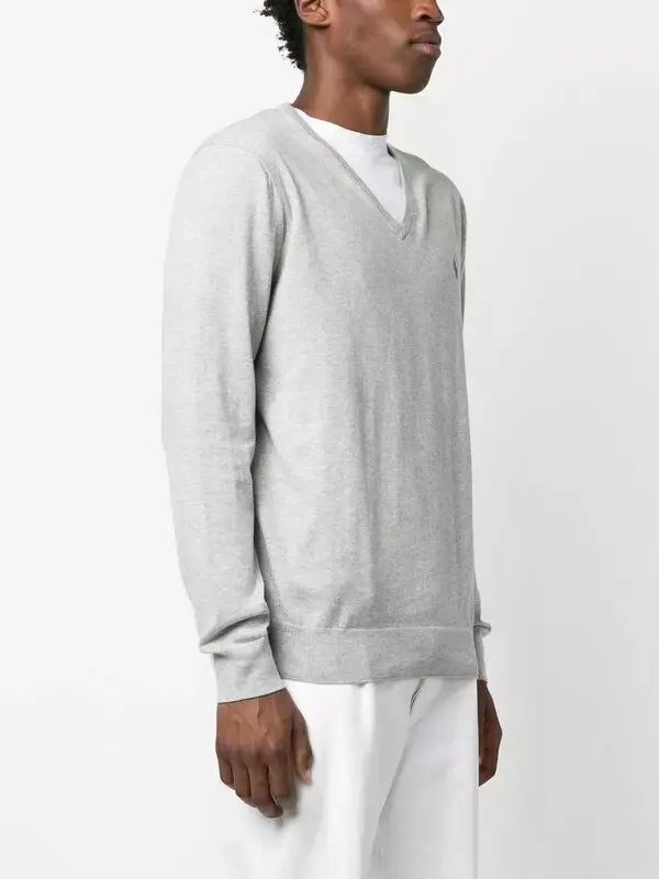 Polo Ralph Lauren Embroidered Pony V-neck Jumper - Grey